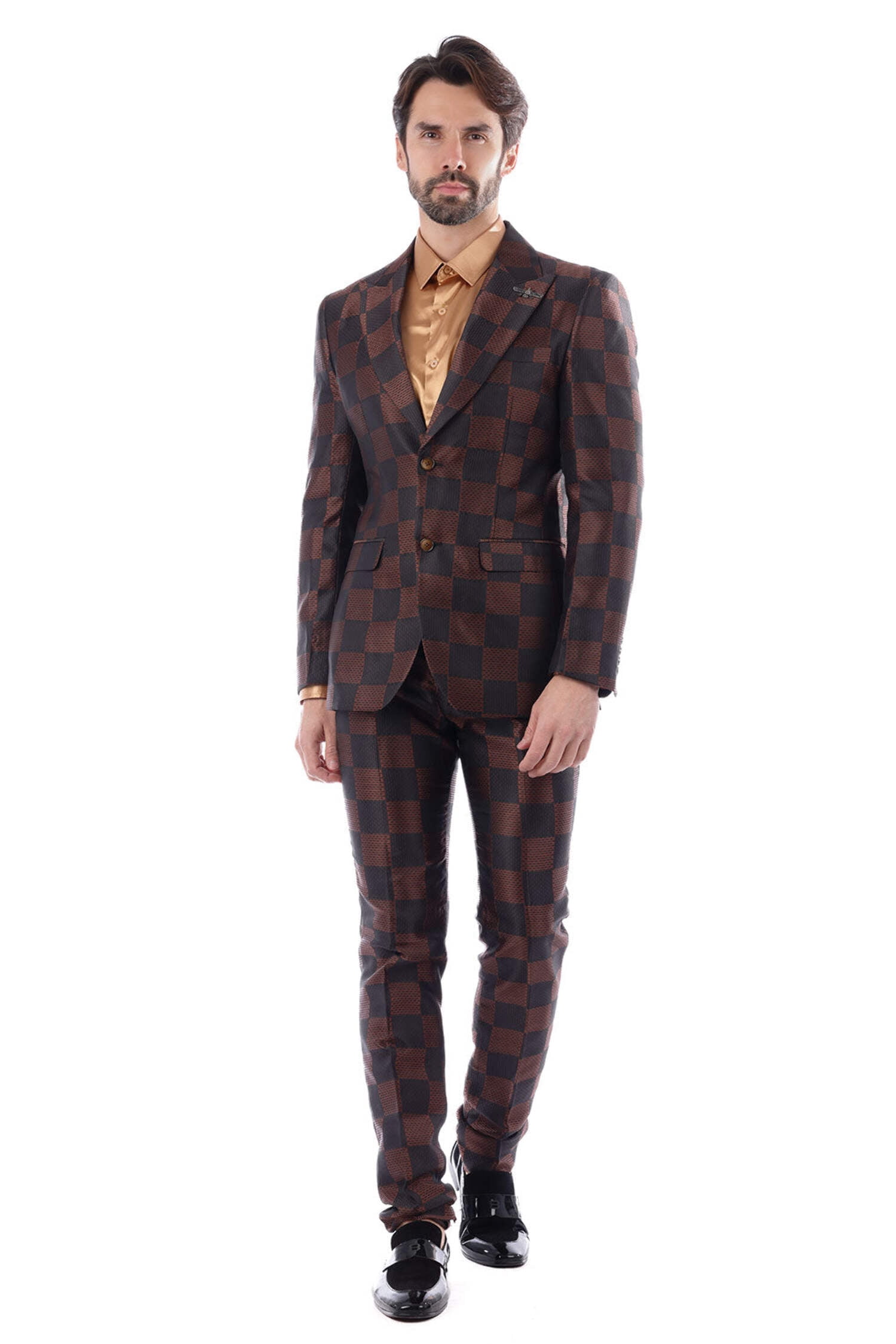 BARABAS Men's Checkered Pattern Peak Lapel Suit 4SU09 - Walmart.com