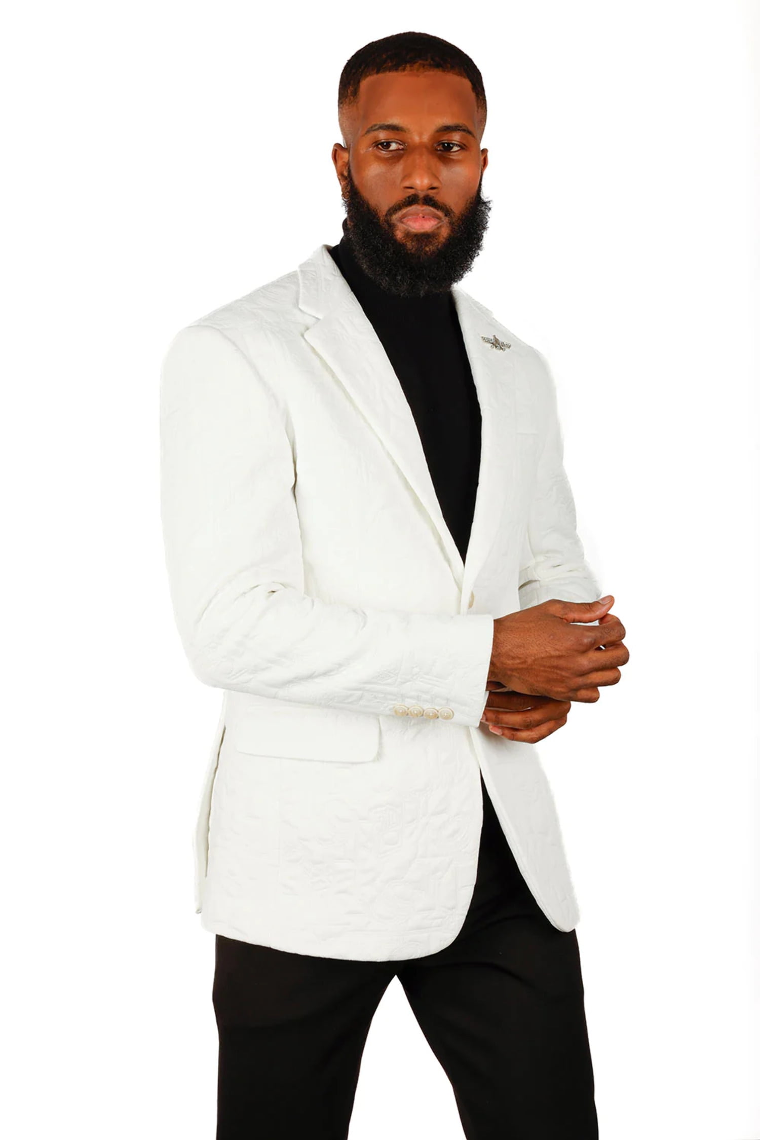 BARABAS Men's Embossed Geometric Matte Peak Lapel Blazer 3BL15 ...