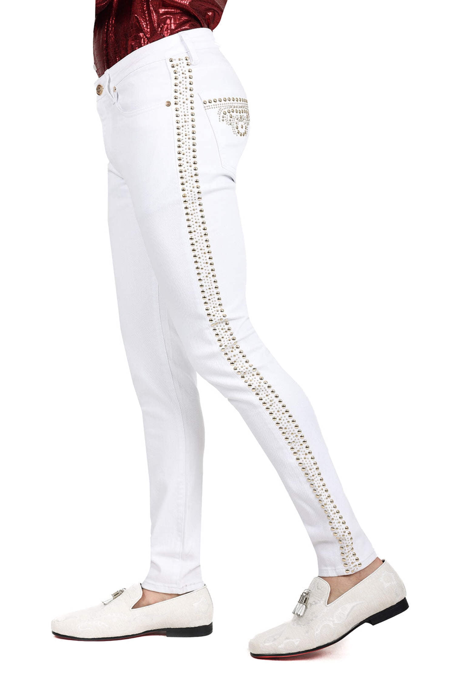BARABAS Men's Jeans Stretch Beaded studded Slim Fit Denim Jeans 2JER22 ...