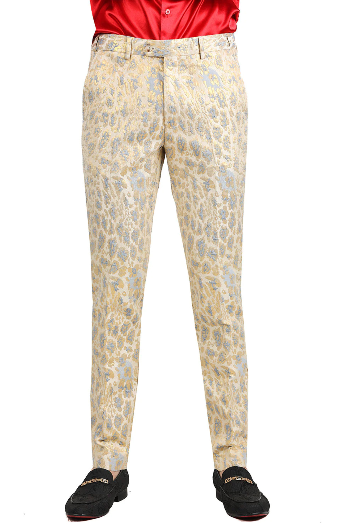 BARABAS Men's Metallic Shinny Leopard Printed Chino Pants 3CP01 ...