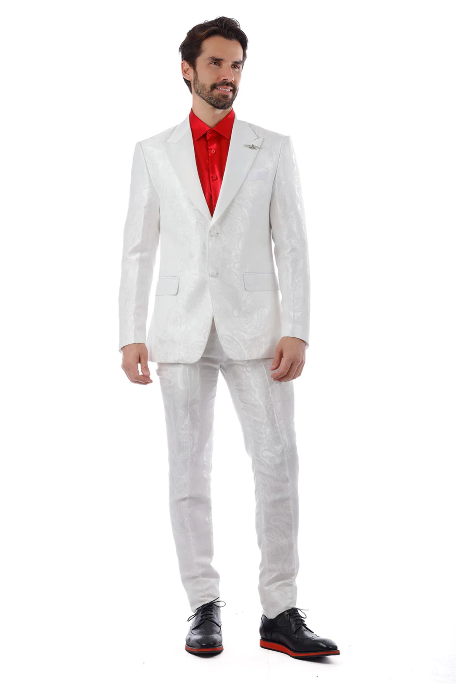 BARABAS Men's Paisley Pattern Peak Lapel Formal Suit 4SU08 - Walmart.com