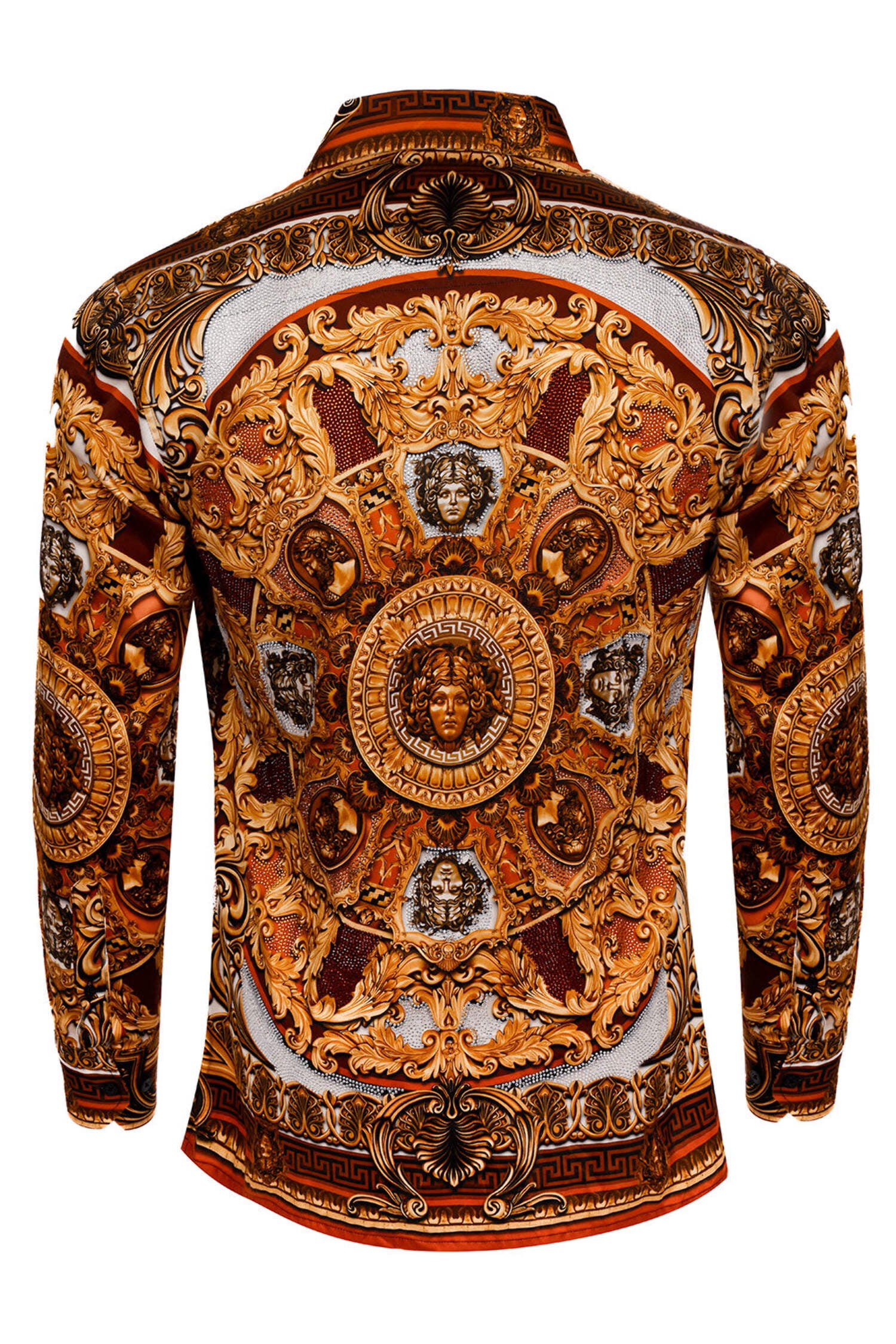BARABAS Men's Rhinestone Medusa Floral Long Sleeve Shirts 3SPR416 ...