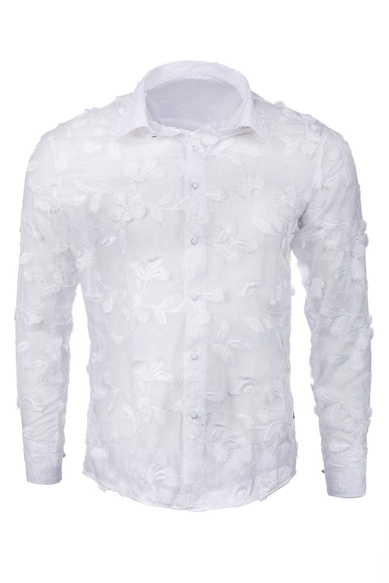 BARABAS Men's See Through Floral Long Sleeve Button Down Shirt 3SVL28 ...