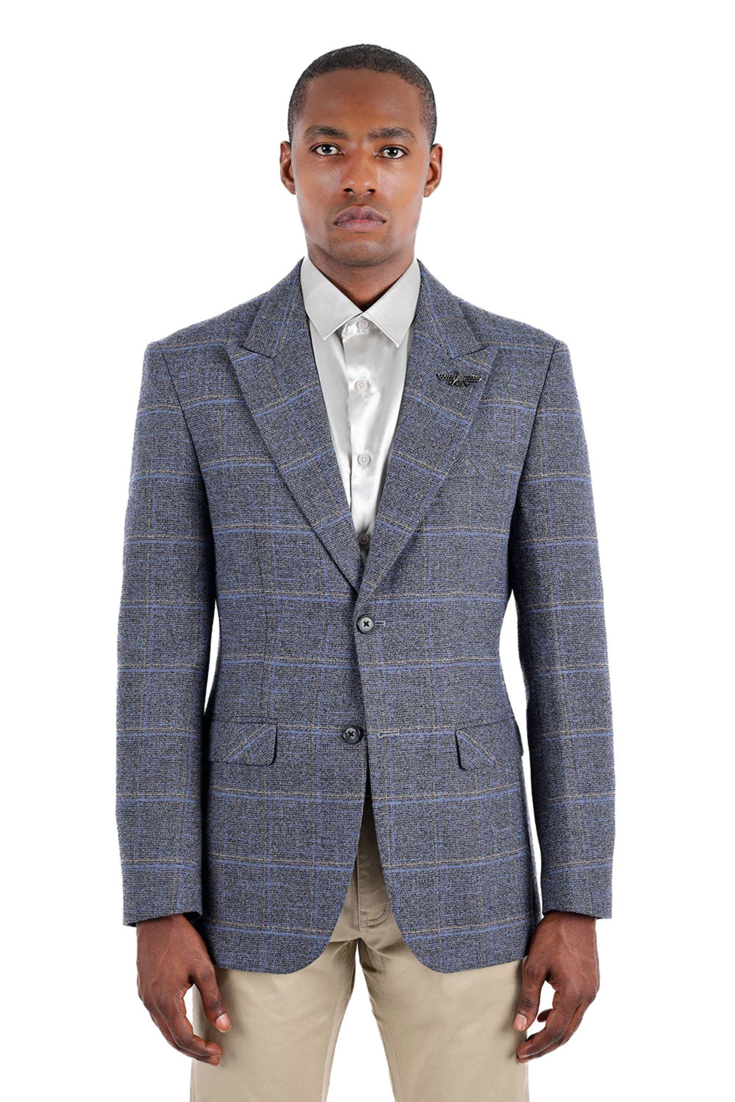 BARABAS Men's Wool Tweed Geometric Peak Lapel Blazer 3BL11 - Walmart.com
