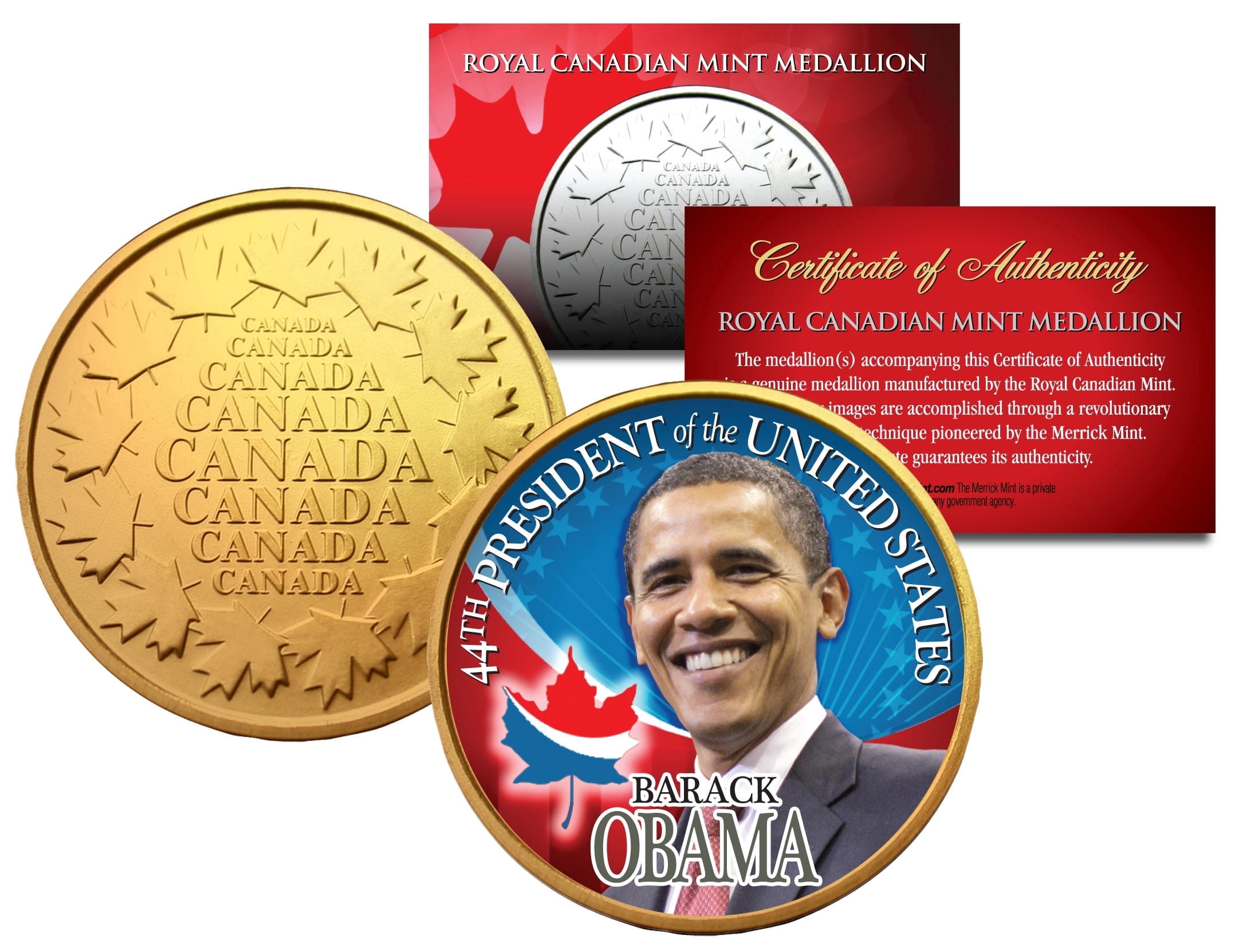 BARACK OBAMA *44th President* Royal Canadian Mint Medallion 24K Gold ...