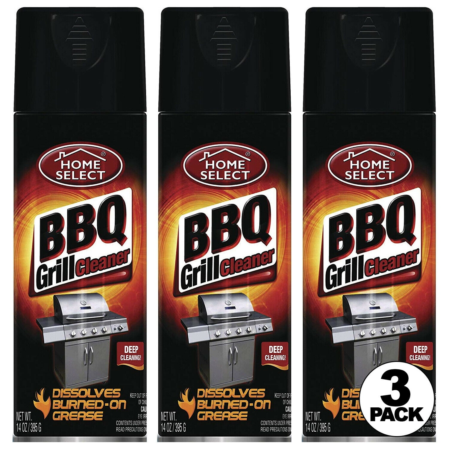 BARBECUE BBQ GRILL CLEANER SPRAY GREASE DISSOLVES BURNED-ON 12 oz (3 ...