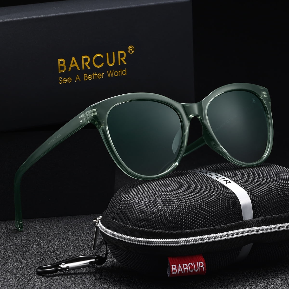 BARCUR Simple Comfortable Women Polarized Sunglasses Fashion Cat Eye Ultra Light PC Frame UV400 ...