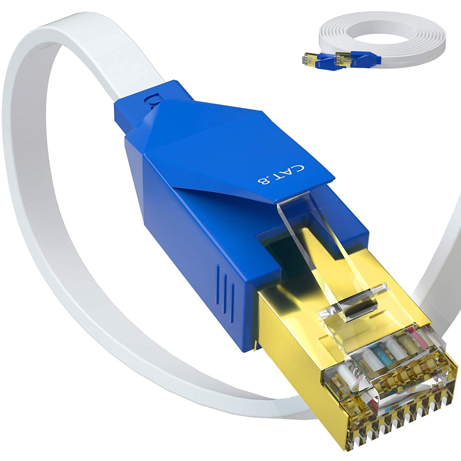BARDESTU Flat CAT 8 Ethernet Internet Network Cable 50 ft LAN Patch ...