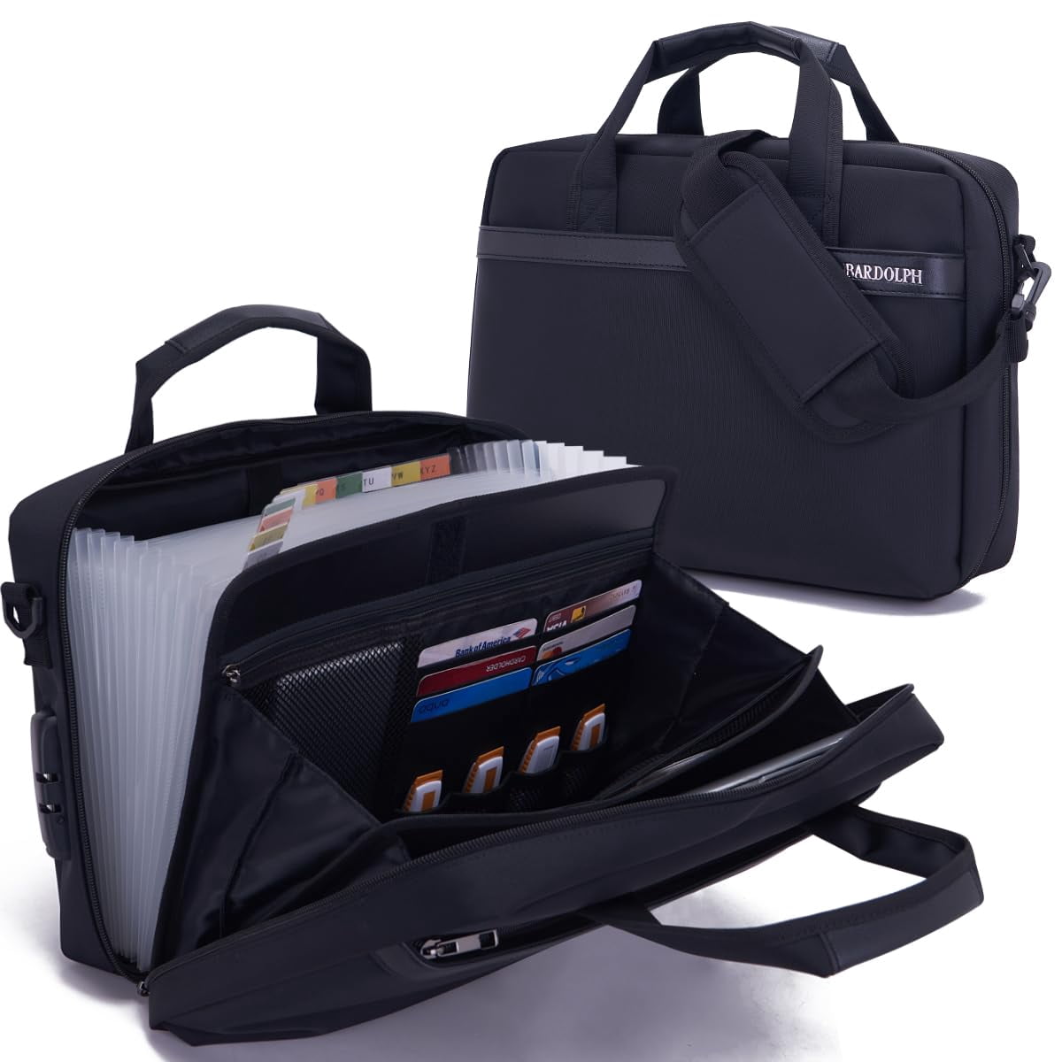 BARDOLPH Nylon File Folder, 11.6in x 8.2in, Black, Portable ...