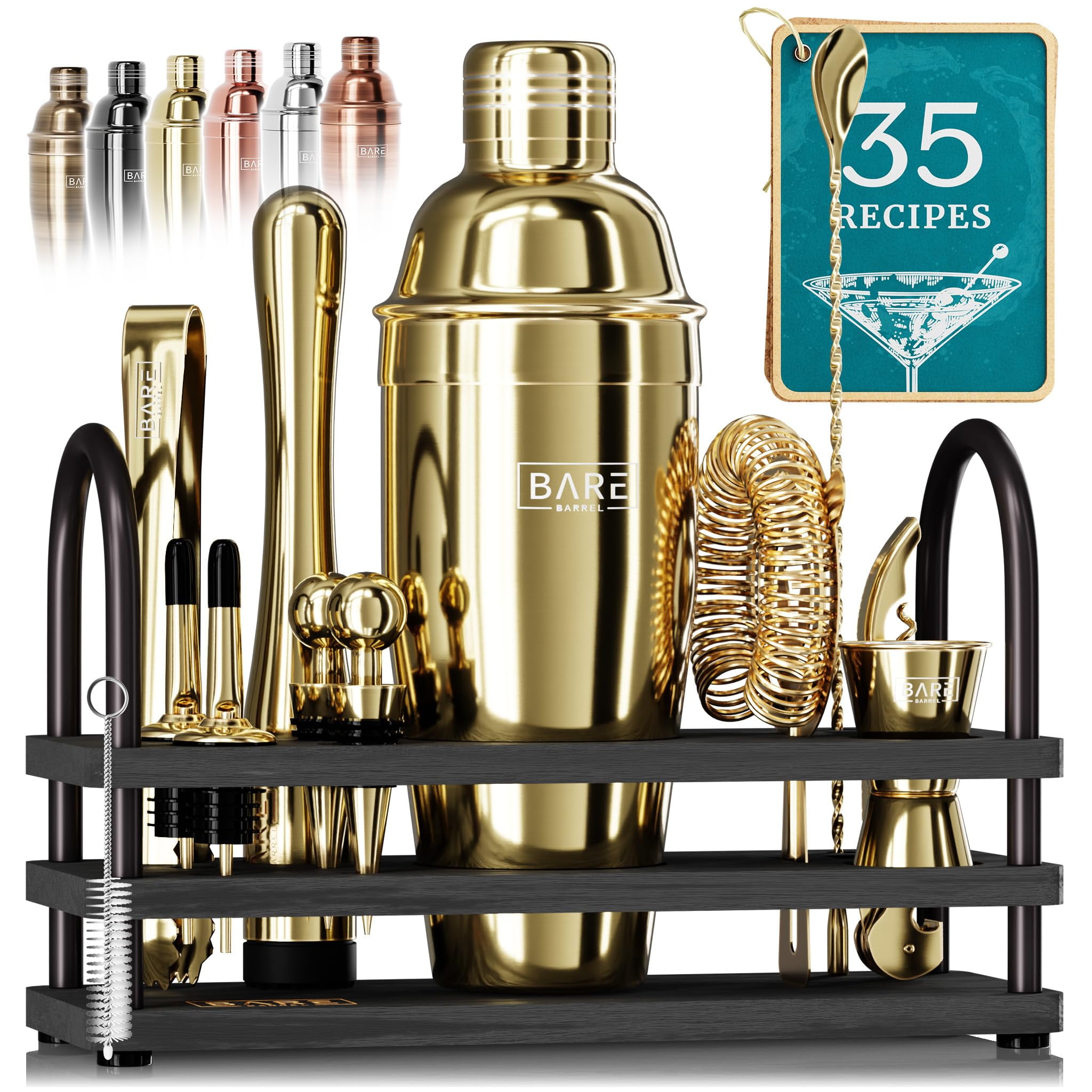 BARE BARREL® Mixology Bartender Kit Bar Set | 14-Piece Cocktail Shaker ...