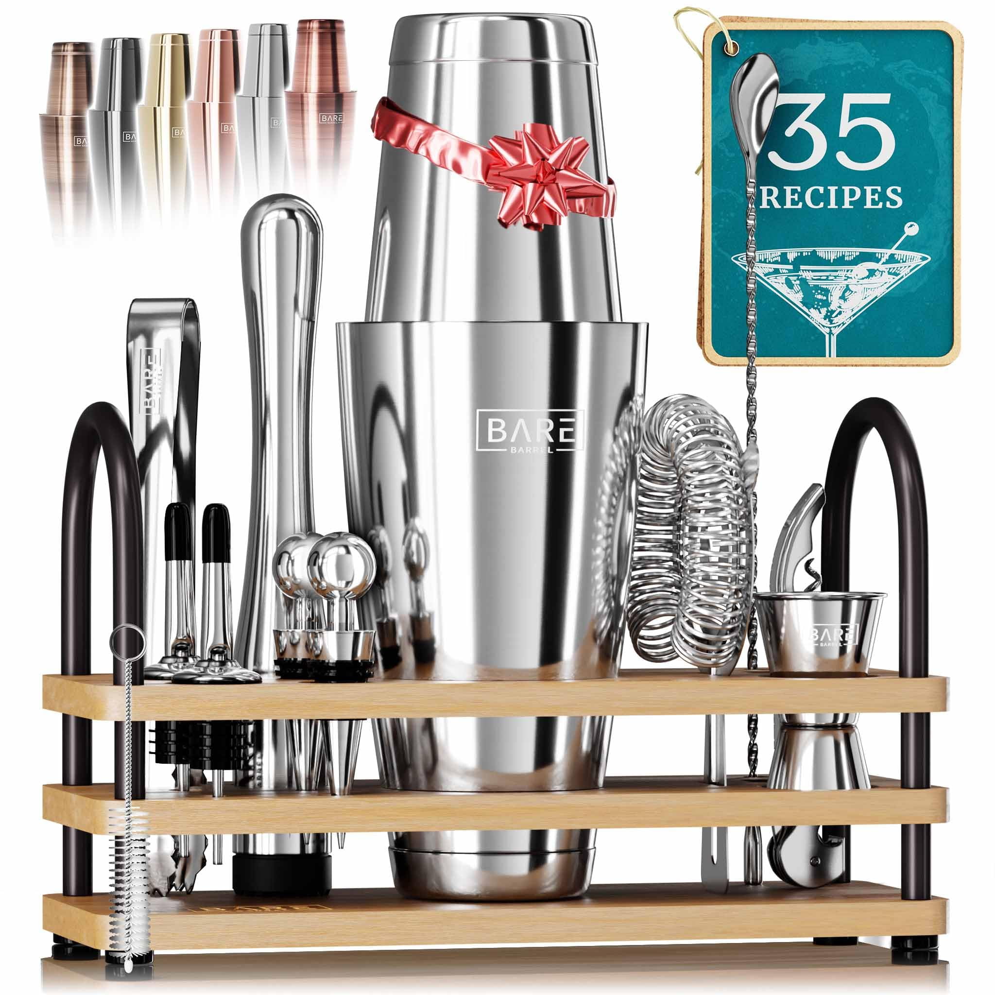 BARE BARREL® Mixology Bartender Kit Bar Set | 14-Piece Cocktail Shaker ...