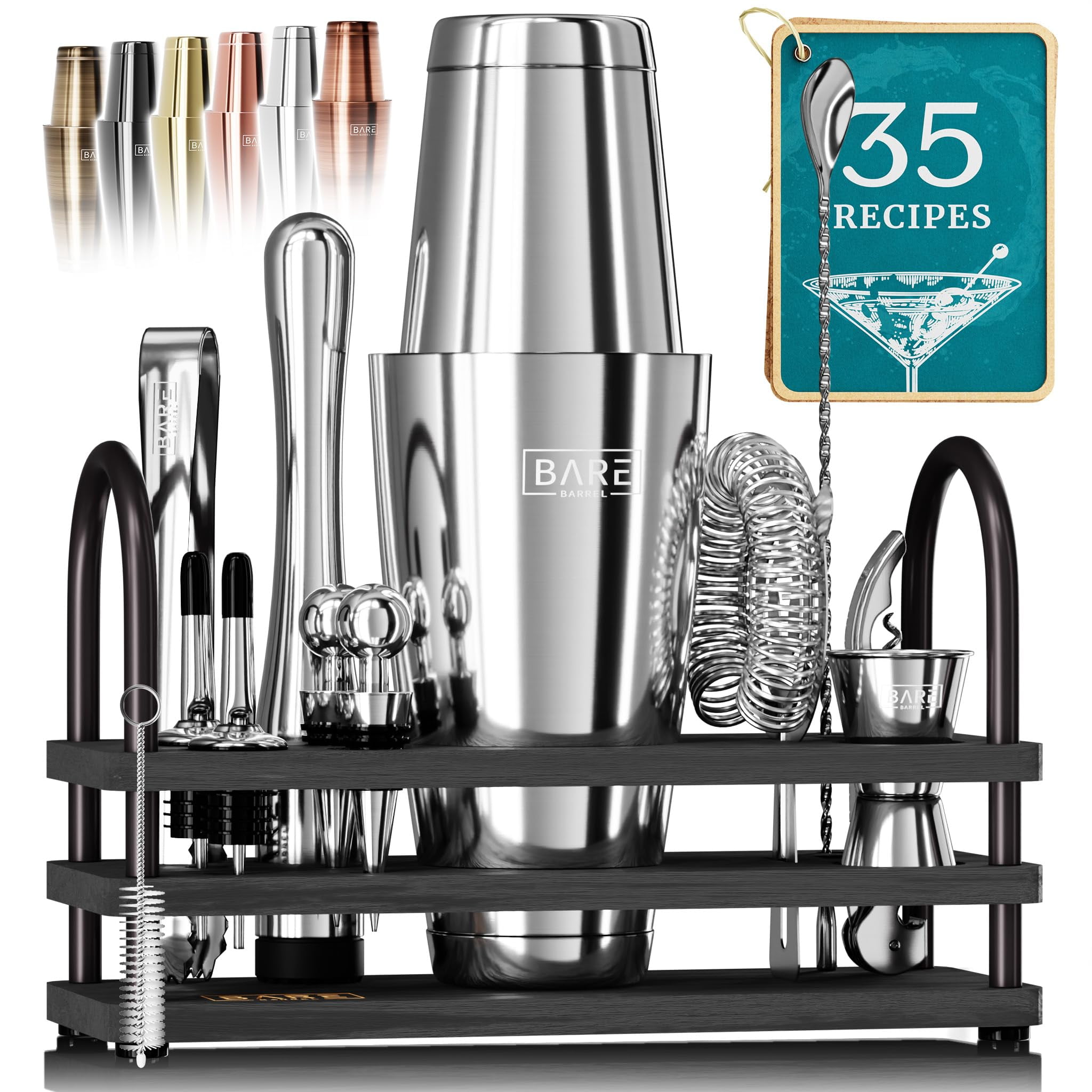 BARE BARREL® Mixology Bartender Kit Bar Set | 14-Piece Cocktail Shaker ...