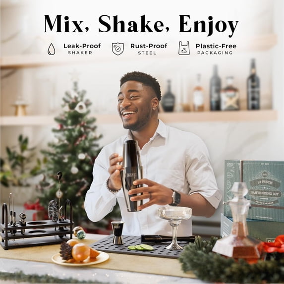 BARE ® Mixology Bartender Kit Bar Set | 14-Piece Cocktail Shaker Set ...