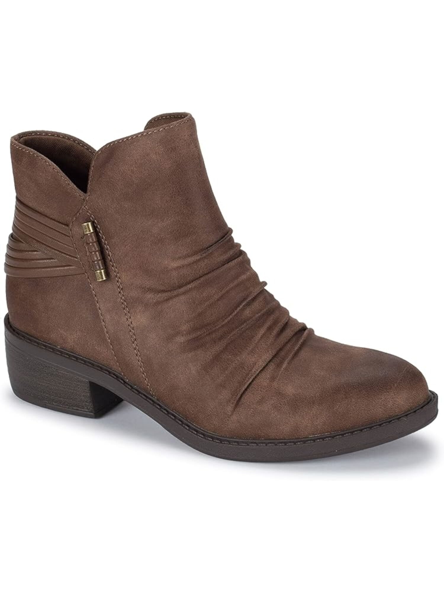 BARETRAPS Womens Brown Ankle Sash Ruched Padded Sazzie Round Toe Block ...