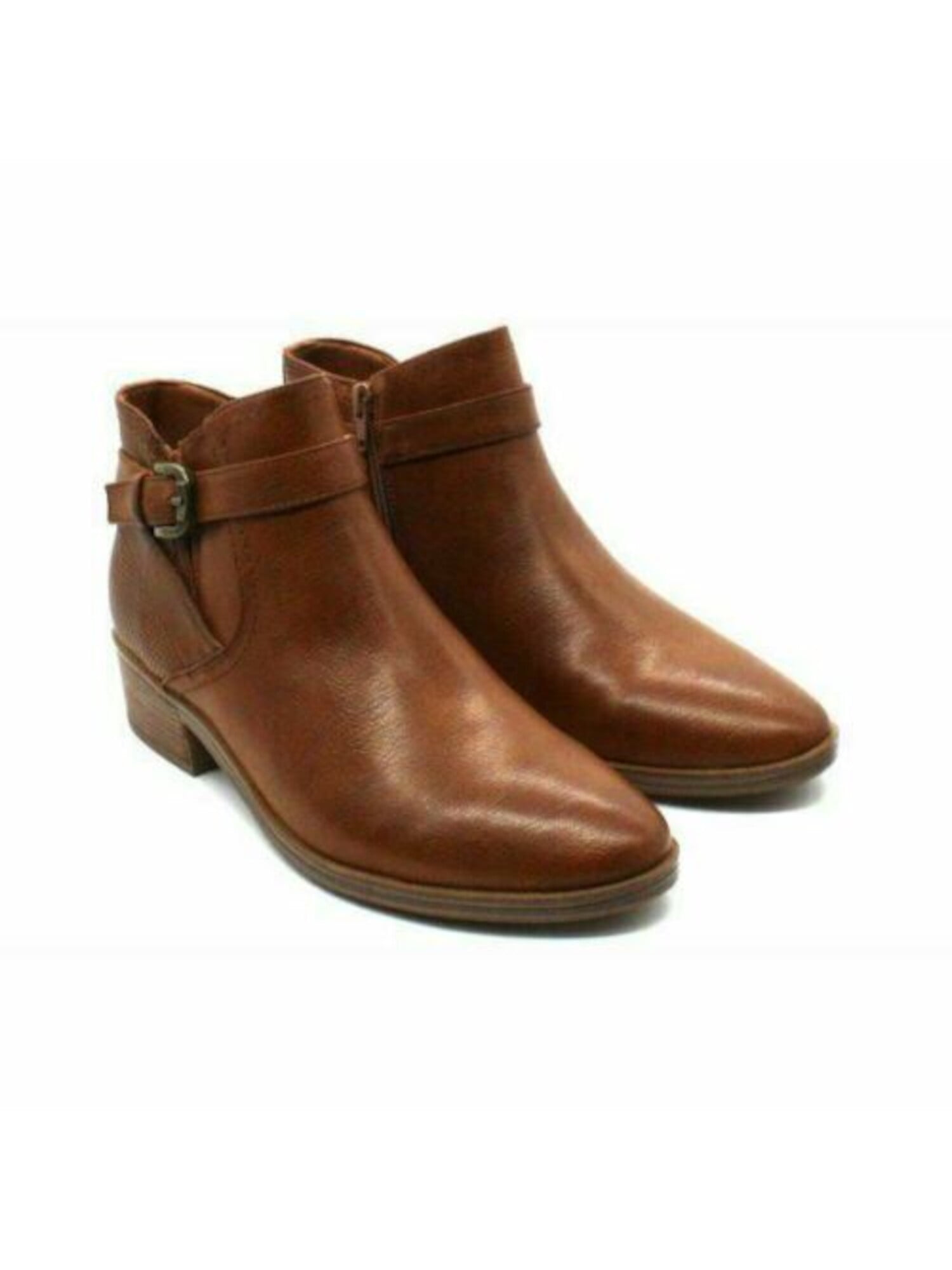 Baretraps Womens Brown Comfort Almond Toe Stacked Heel Zip Up Booties 85