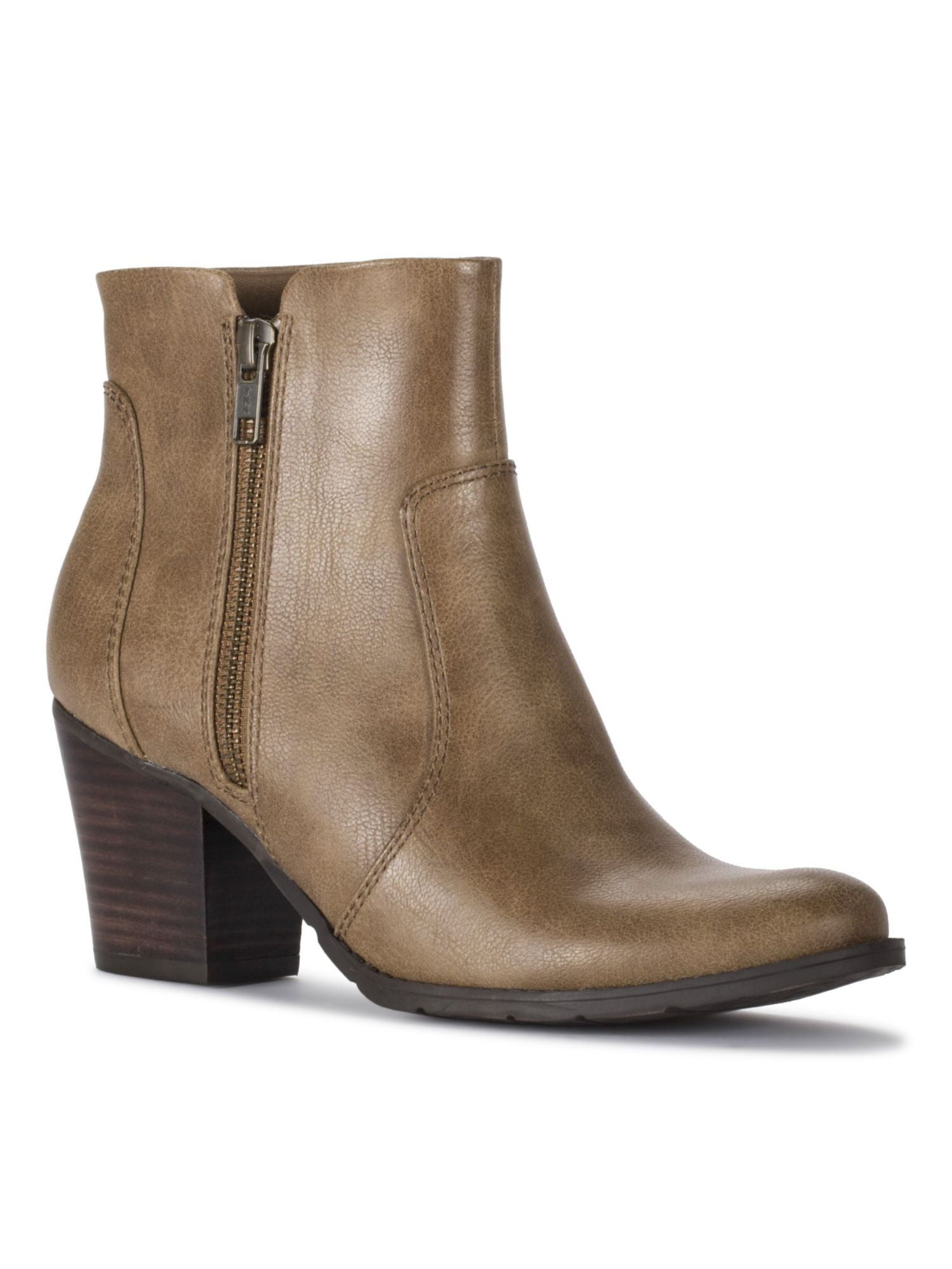 BARETRAPS Womens Clay Beige Cushioned Legacy Round Toe Stacked Heel Zip ...