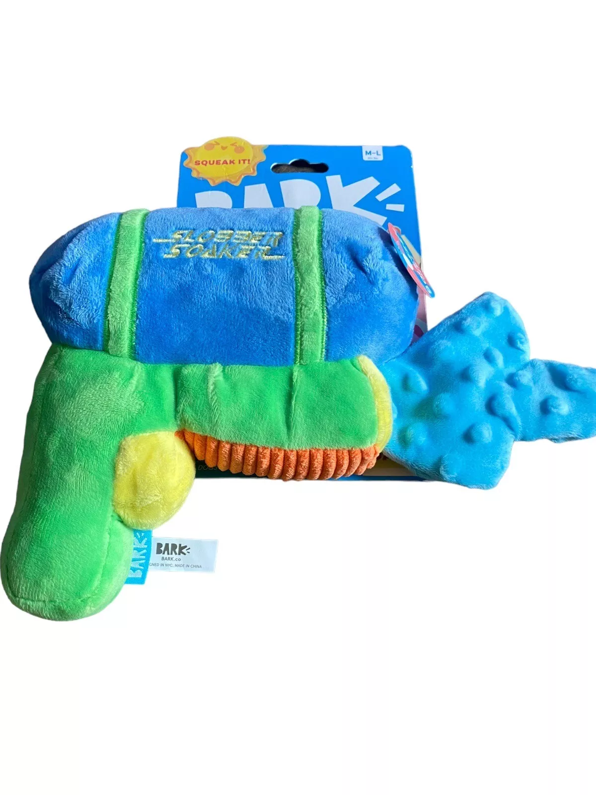 BARK Doggy Paddle Pool Party Slobber Soaker, M-L Dog Toy with Squeaker ...