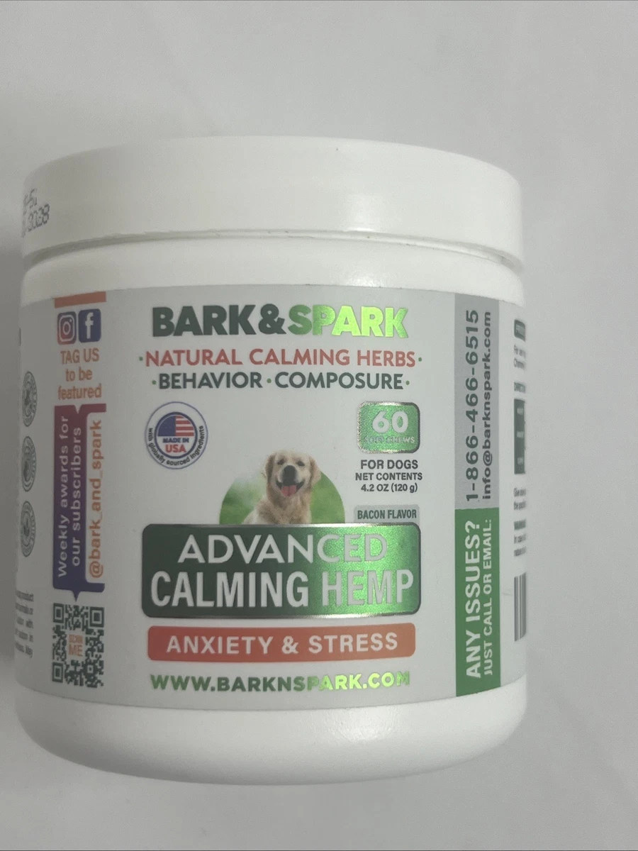 BARK&SPARK Advanced 60ct (Calming) Bacon, Calming Hemp (Anxiety & Stress) - Walmart.com