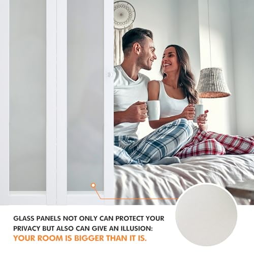 BARNER HOME Closet Doors, Double Frosted Glass Panel Bi-Fold Doors, Finished, Multifold Interior ...