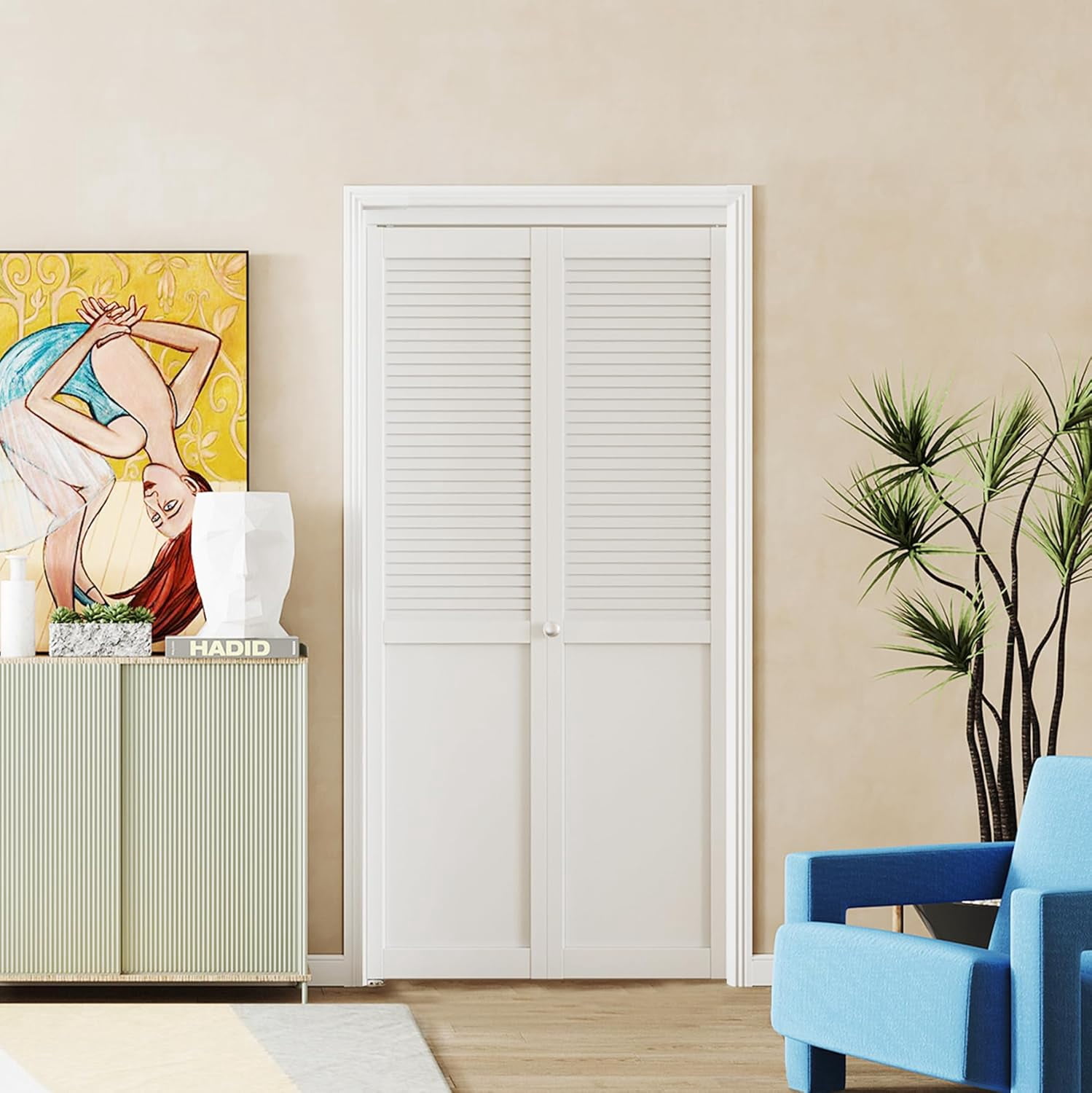 BARNER HOME Half Louvered Bi-Fold Door, Fits 36" x 80" Standard ...