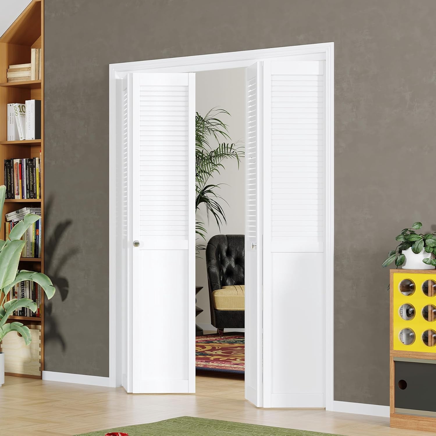 BARNER HOME Half Louvered Bi-Fold Door, Fits 60" x 80" Standard ...