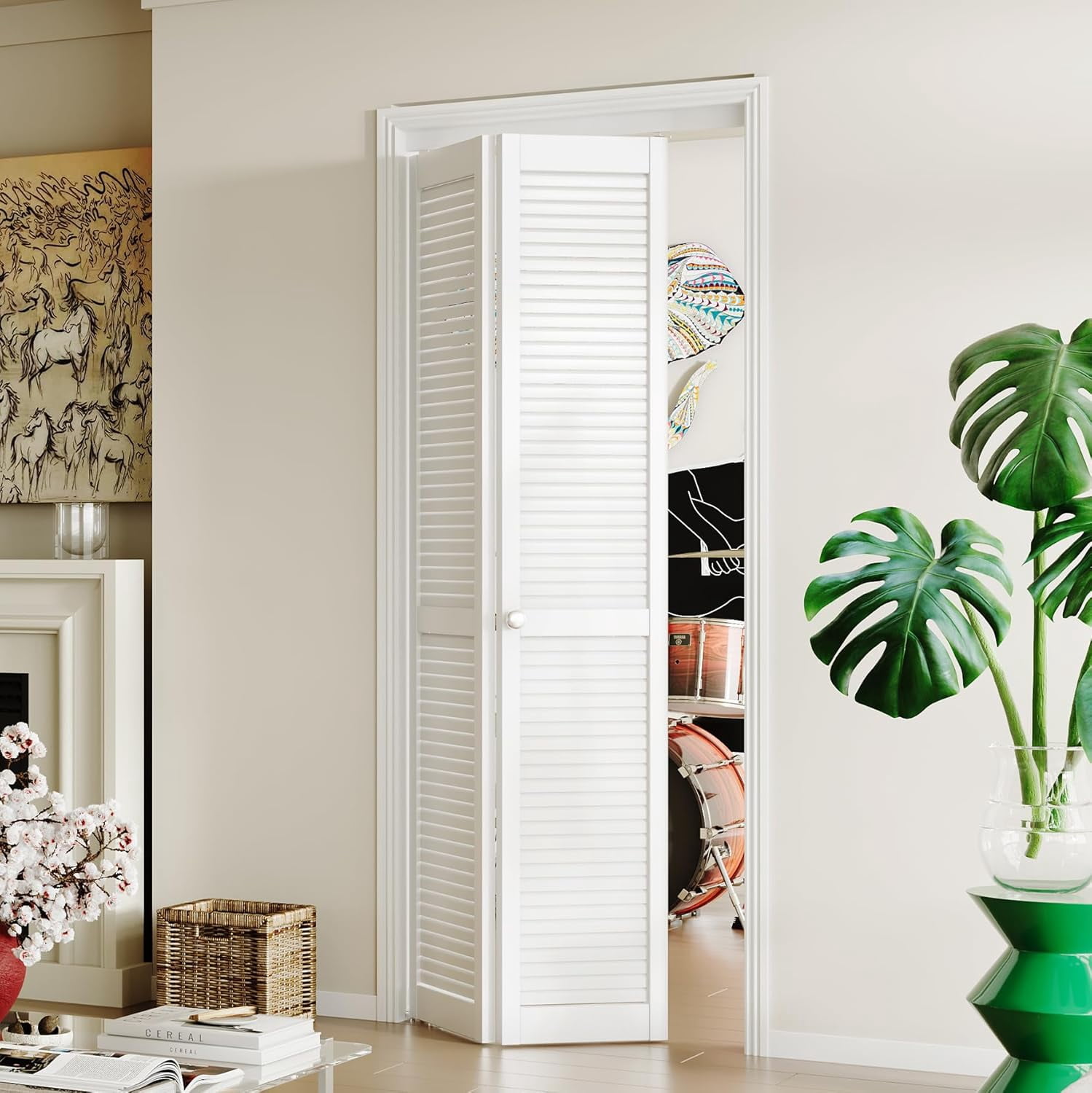 BARNER HOME Louvered Bi-Fold Door, Fits 30" x 80" Standard Openings ...