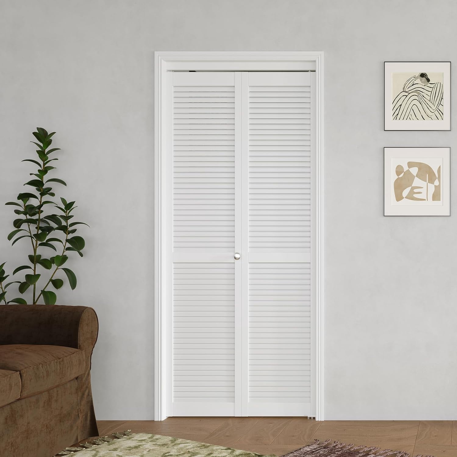 BARNER HOME Louvered Bi-Fold Door, Fits 32" x 80" Standard Openings ...