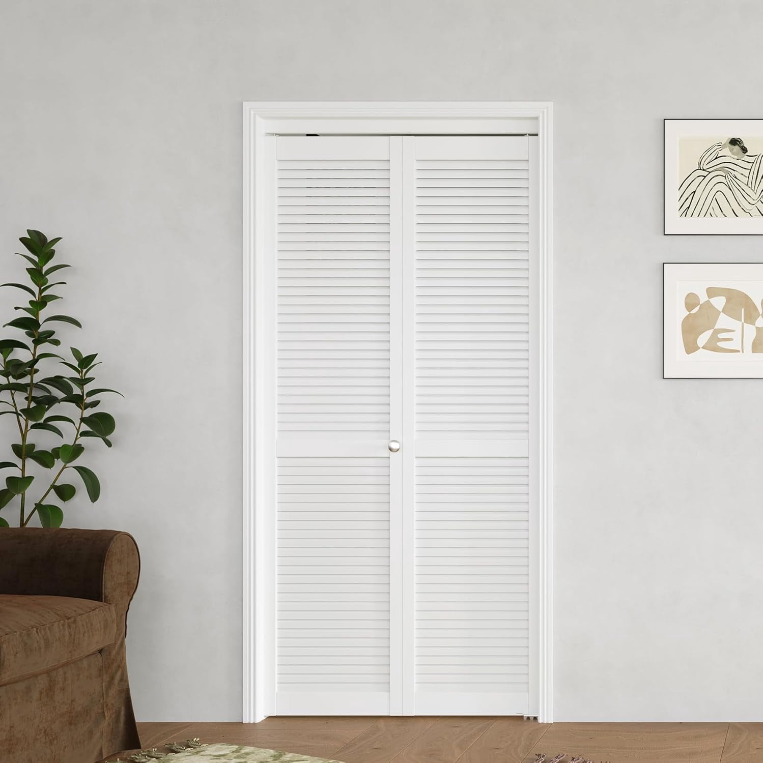 BARNER HOME Louvered Bi-Fold Door, Fits 36" x 80" Standard Openings ...