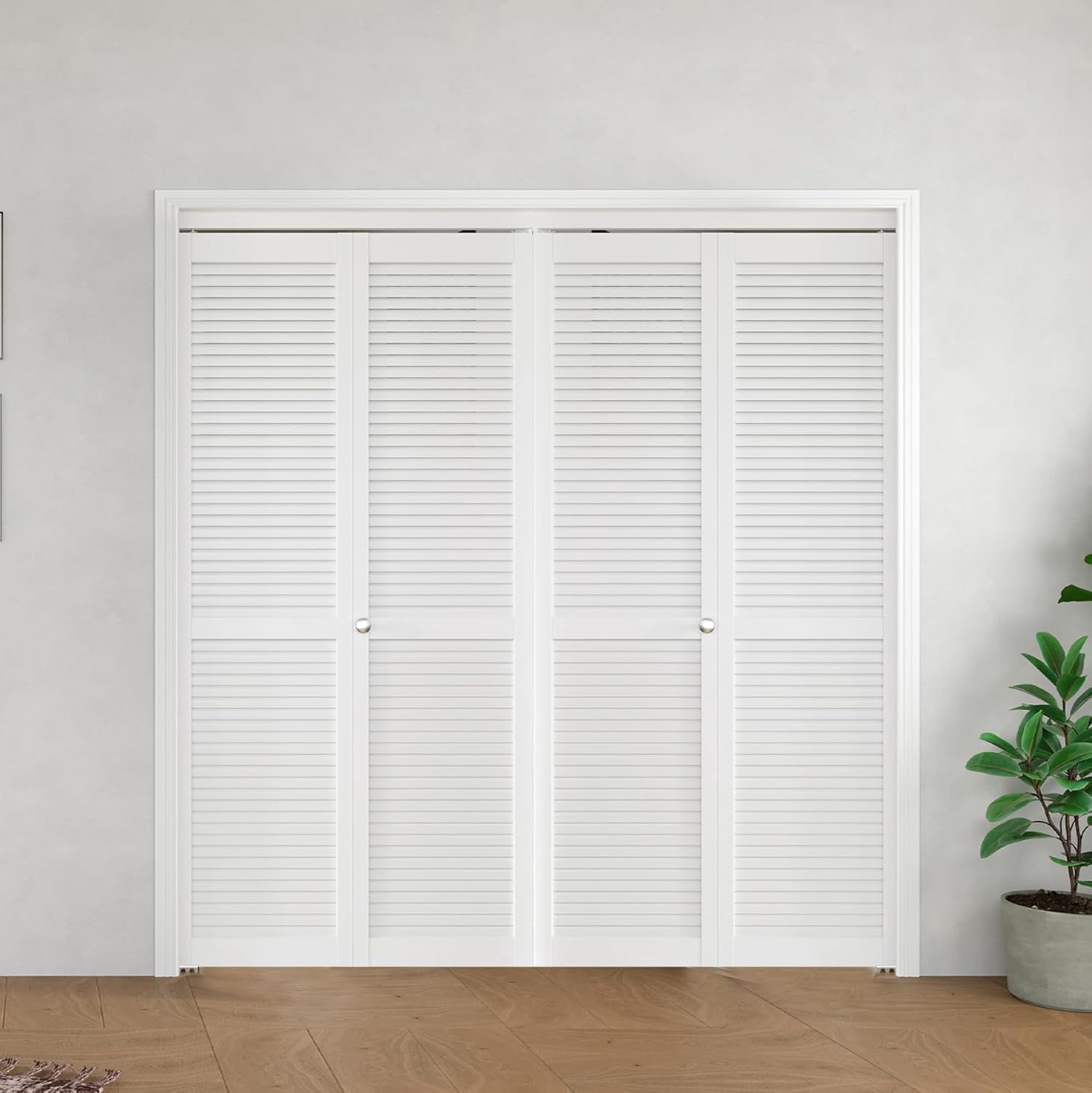 BARNER HOME Louvered Bi-Fold Door, Fits 72" x 80" Standard Openings ...
