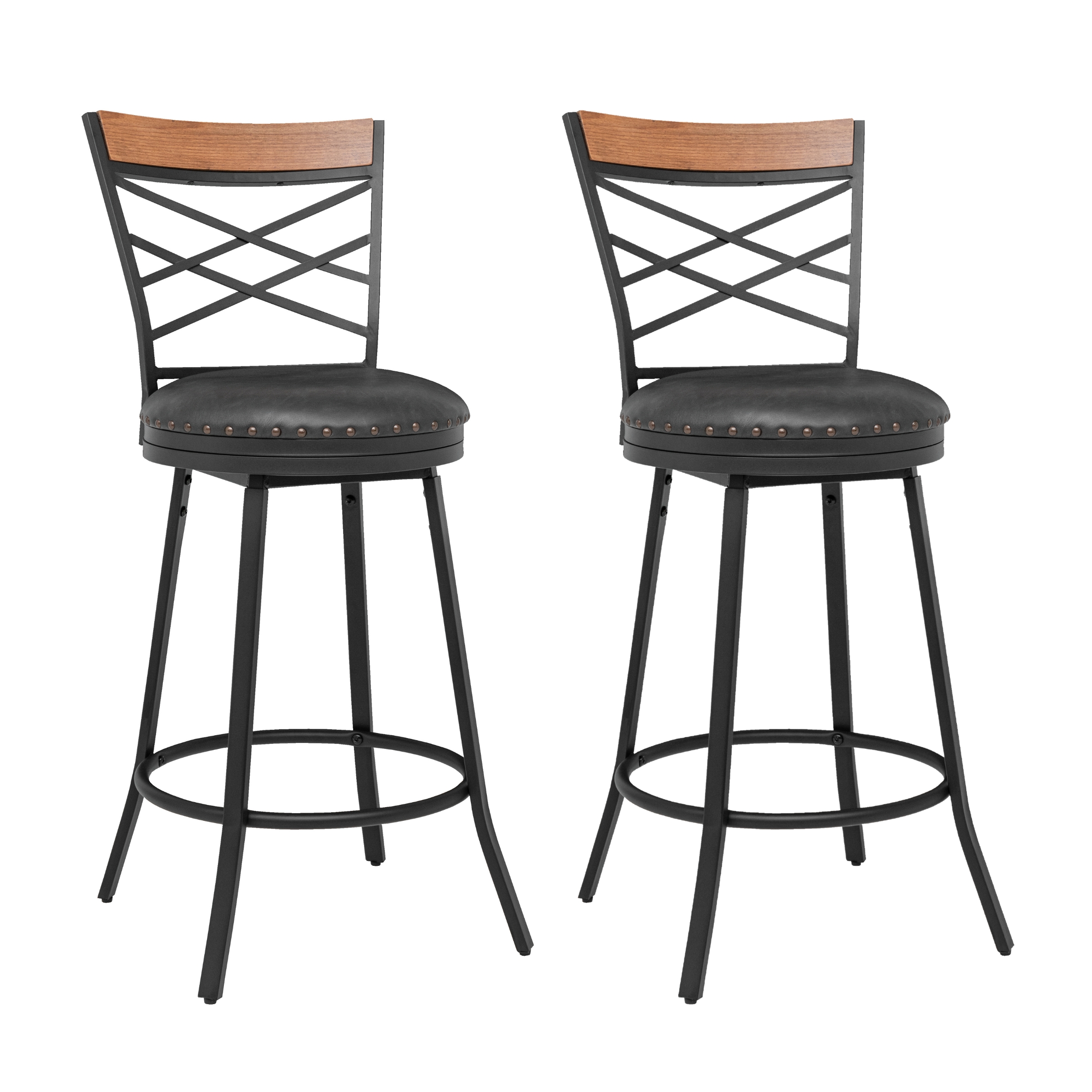 BARNUT Counter Stools,26" 360 Free Swivel Mid Century Counter Height ...