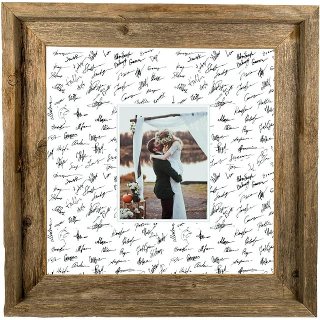 BARNWOODUSA 14x14 Wedding Guest Signature Frame s 5x7 Photo with White ...