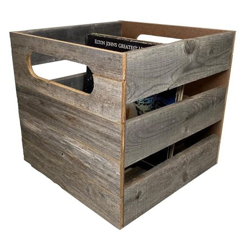 BARNWOODUSA Record Crate Holds over 50 Albums 100% Reclaimed Wood Vinyl ...