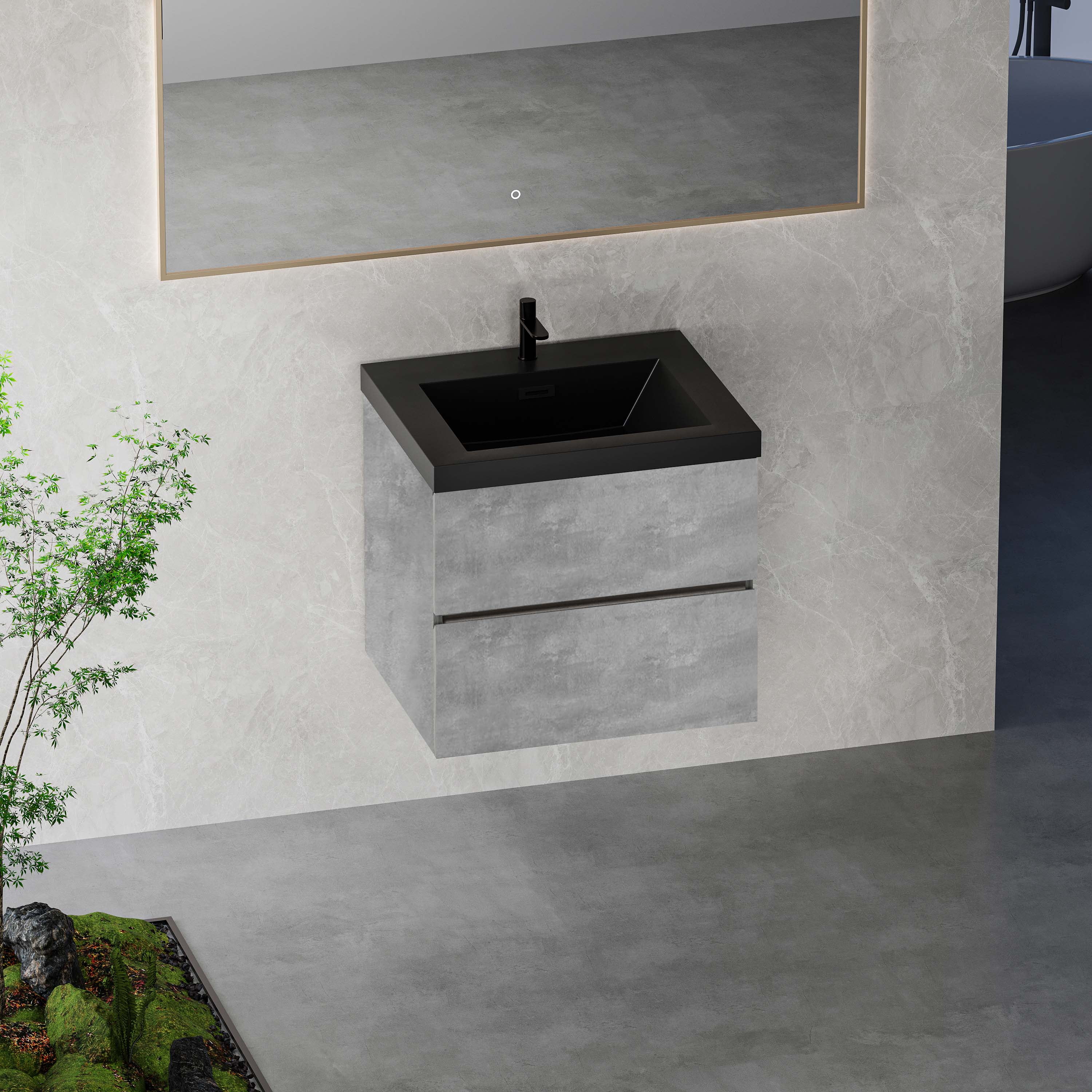BARONAGE 24" Floating Bathroom Vanity with Single Sink, Wall-Mounted ...