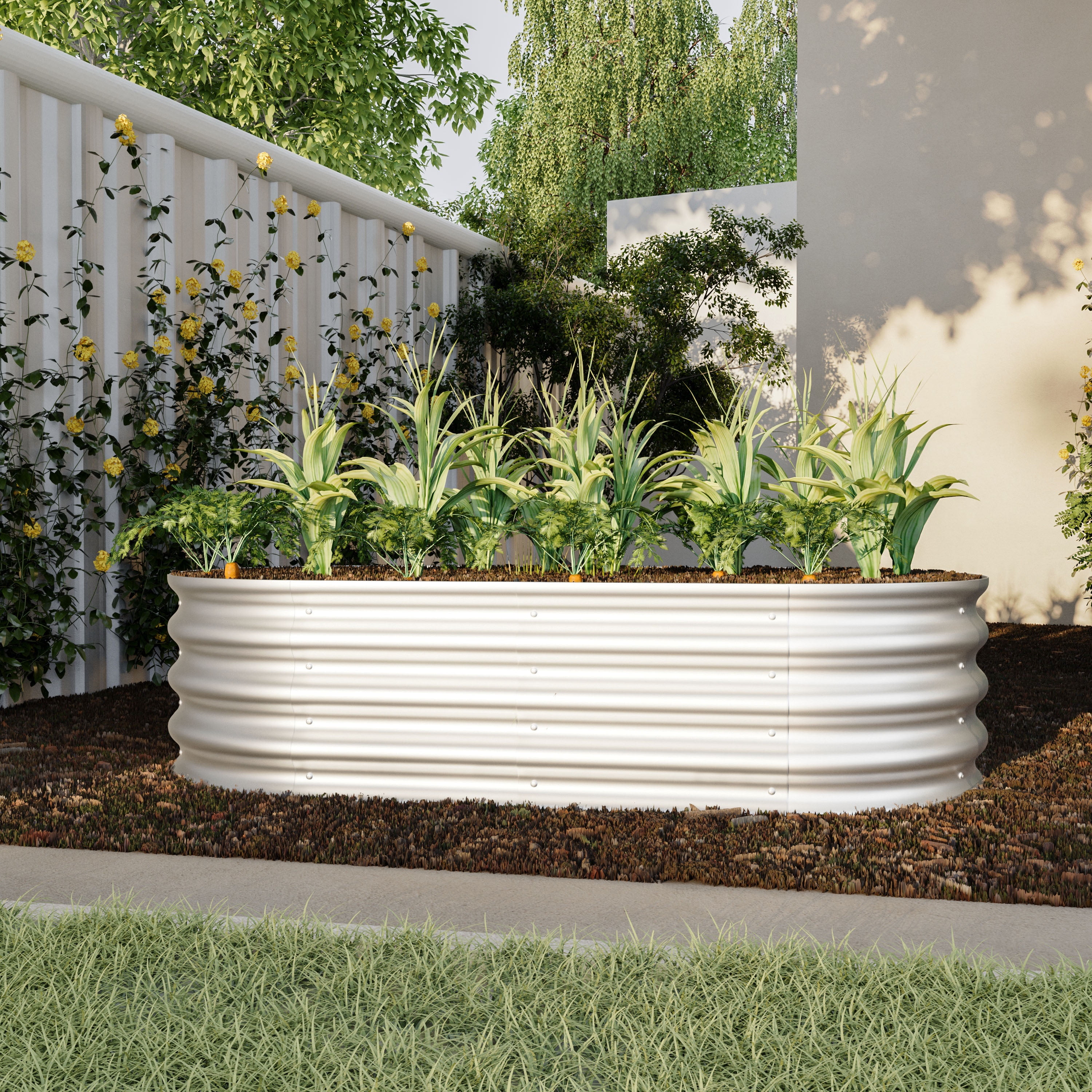 BARONAGE 4 x 2 x 1ft Raised Garden Bed Kit, Galvanized Planter Raised ...