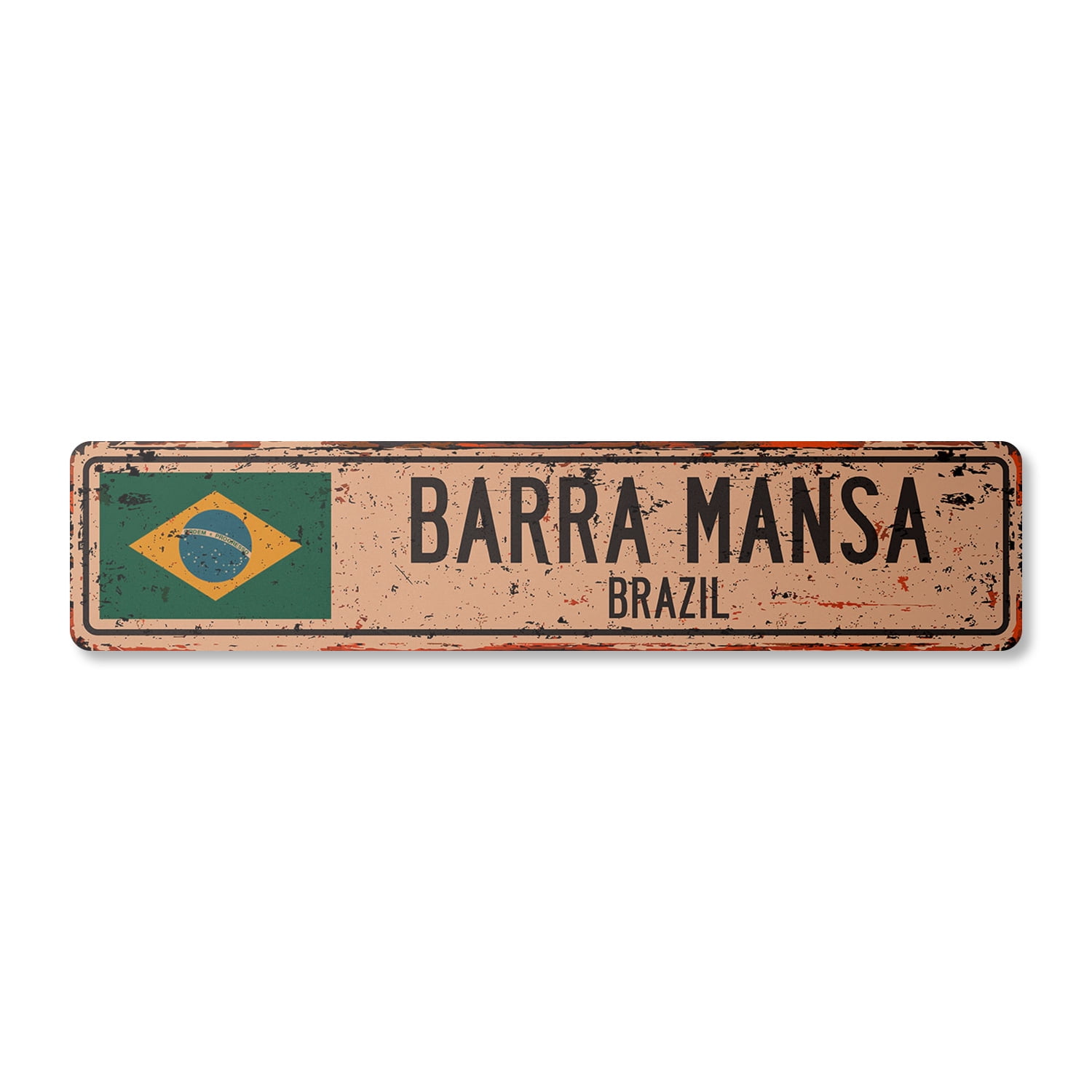 BARRA MANSA BRAZIL Vintage Plastic Street Sign Brazilian flag city ...