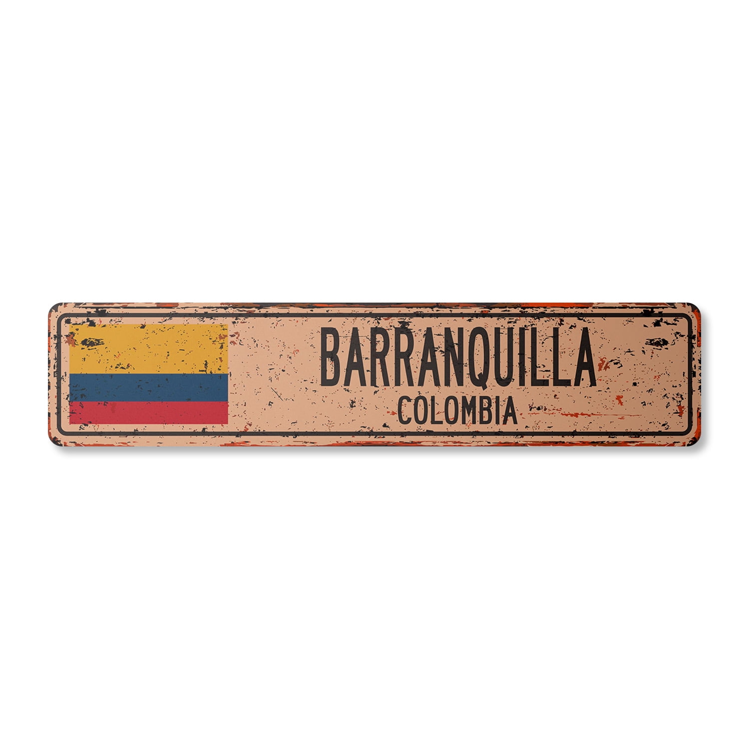 BARRANQUILLA COLOMBIA Vintage Plastic Street Sign Colombian flag city ...