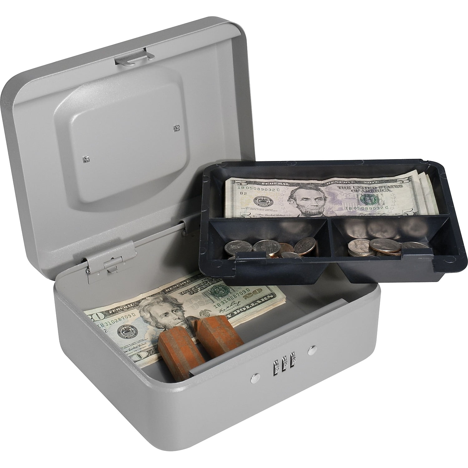 BARSKA Small Cash Box 3 Compartments Gray (CB11784) - Walmart.com