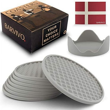 BARVIVO Silicone Coasters Set with Table Holder - Slide Resistant for ...