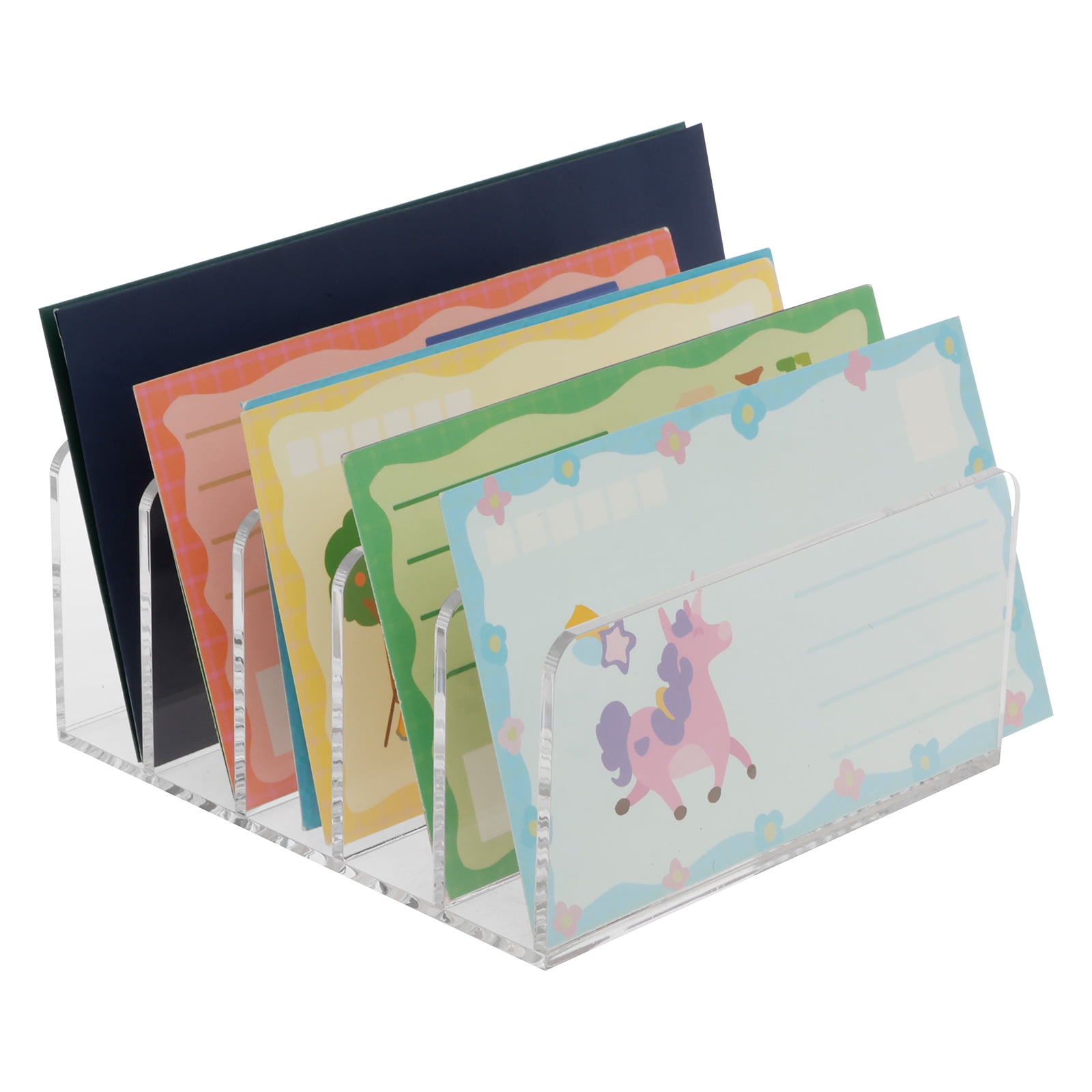 BASCET 1/2Pcs Acrylic File Sorter Clear Plastic File Holder 5 Upright ...