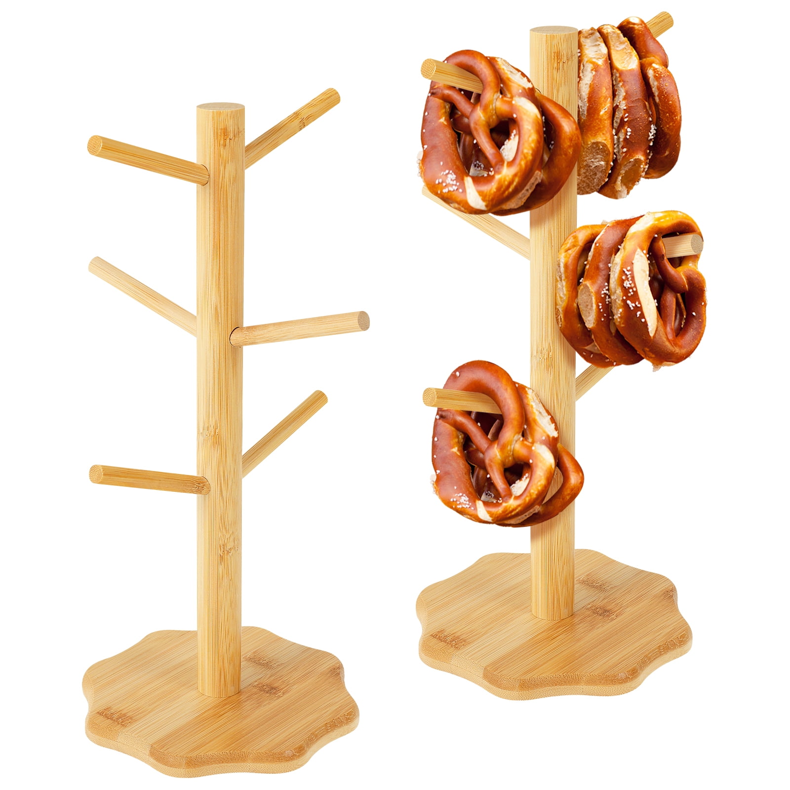 BASCET 2Pcs Wooden Pretzel Holder Stand Tree Shaped Wood Pretzel Holder ...
