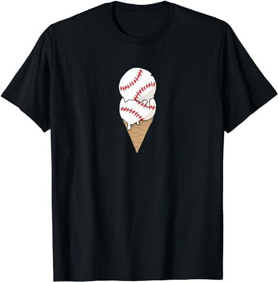 BASEBALL Double Scoop Ice Cream Cone T-SHIRT - Walmart.com