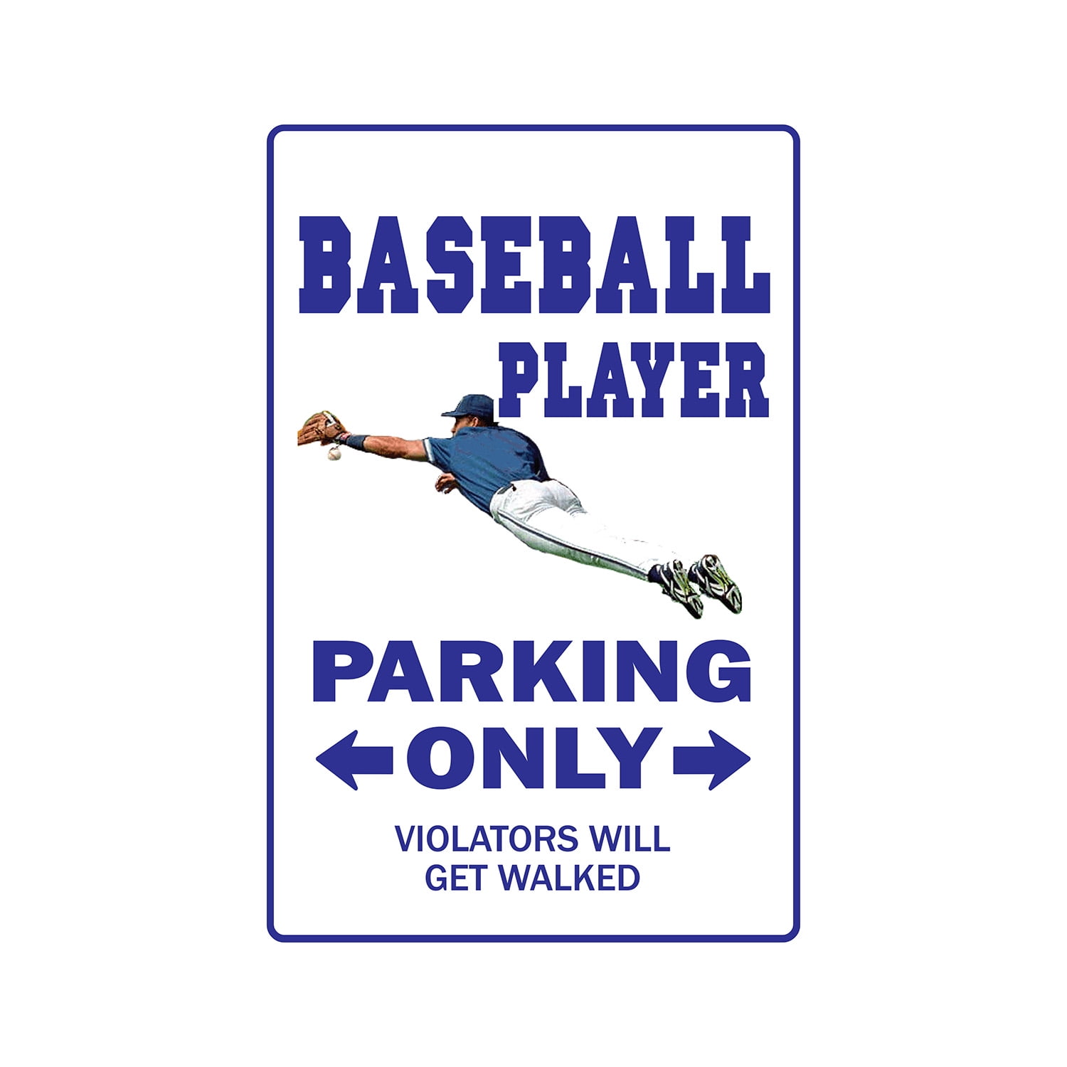 BASEBALL PLAYER Sign parking fan cap hardball bat mitt team ball ...
