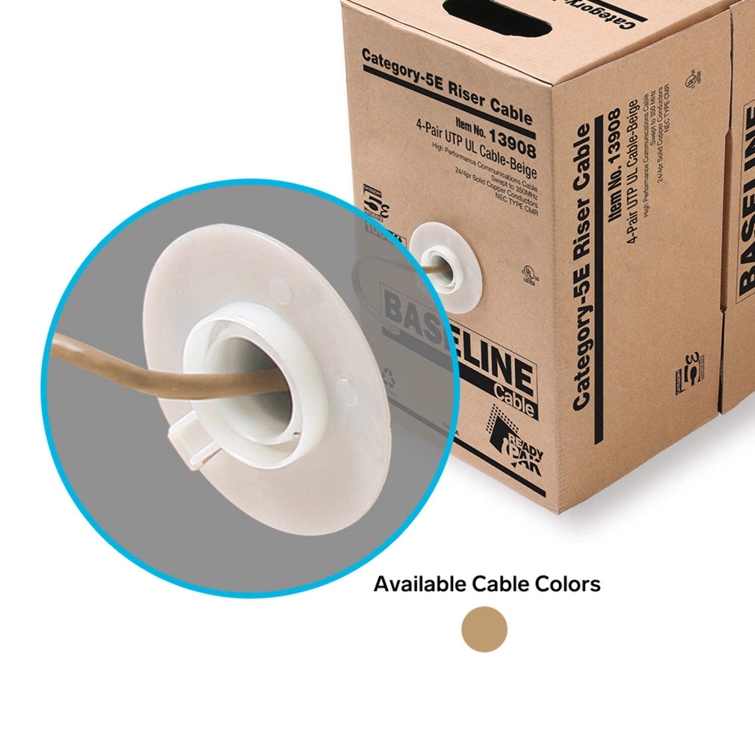 BASELINE - 1000ft 24/4 CAT5E UTP cULus CMR Riser-Rated Solid Cable ...