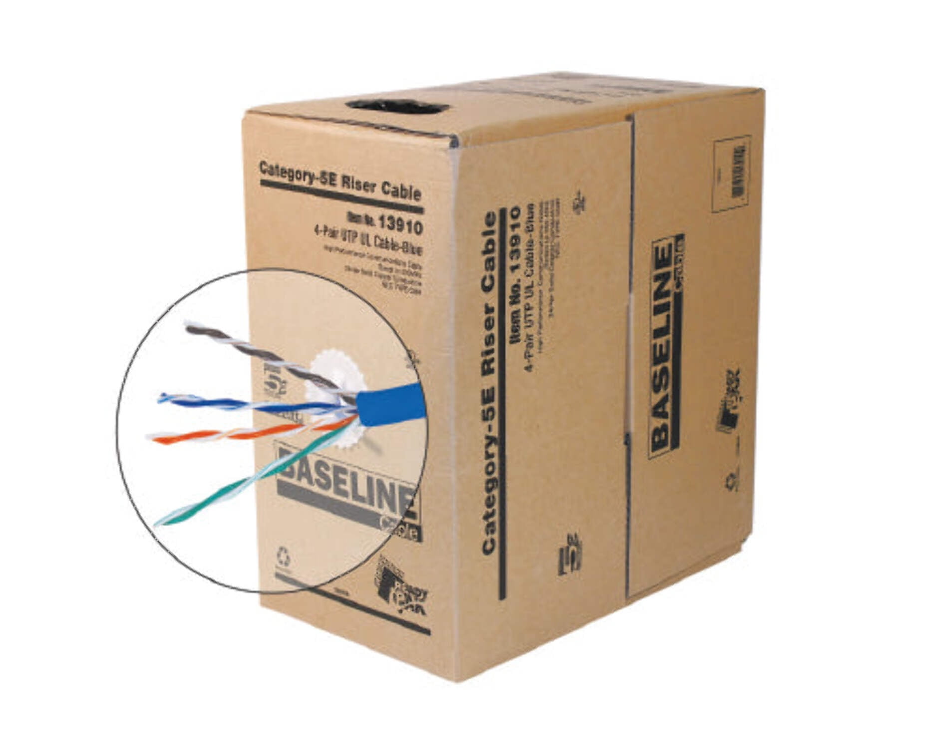 BASELINE - 1000ft 24/4 CAT5E UTP cULus CMR Riser-Rated Solid Cable ...