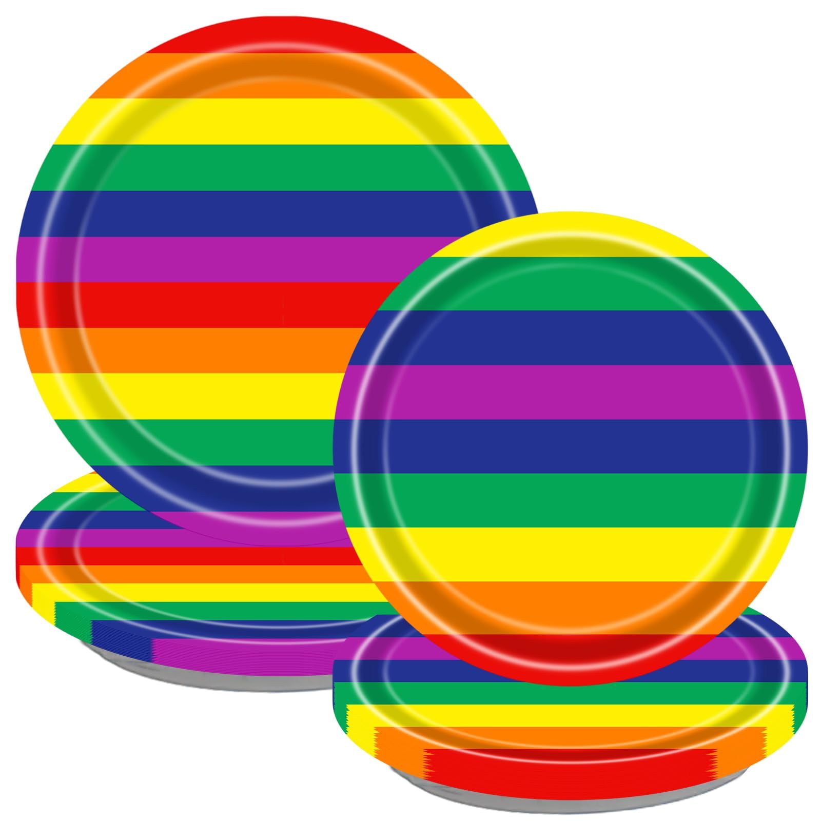 BASEMMAHER 32Pcs Rainbow Paper Plates Gay Pride Colorful Stripe ...