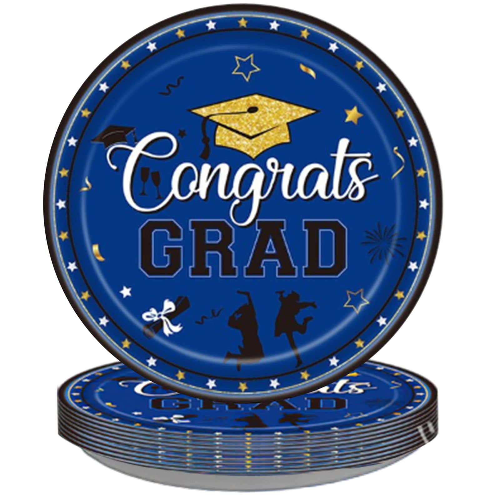 BASEMMAHER Graduation Party Plates SSF20 Blue Congrats Grad Paper ...