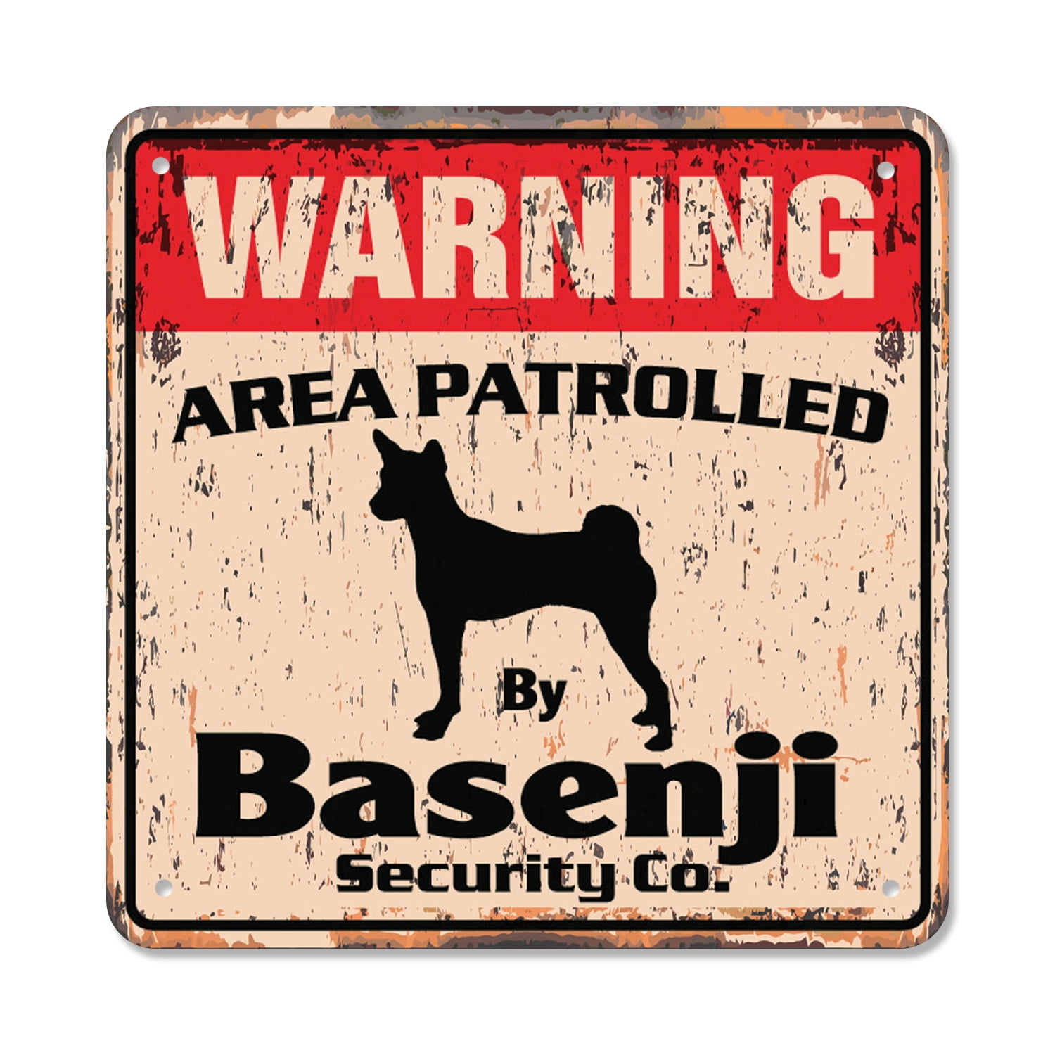 BASENJI Vintage Security Sign Area Patrolled pet gift warning patrol ...