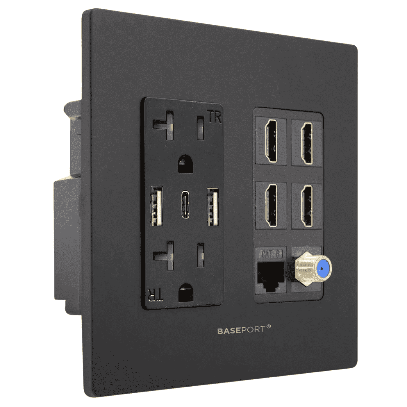 BASEPORT Multi-Plug Media Wall Outlet: USB Ports, HDMI, Ethernet, Coax ...