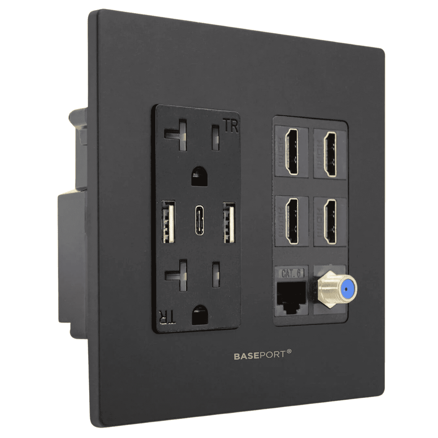 BASEPORT Multi-Plug Media Wall Outlet: USB Ports, HDMI, Ethernet, Coax ...