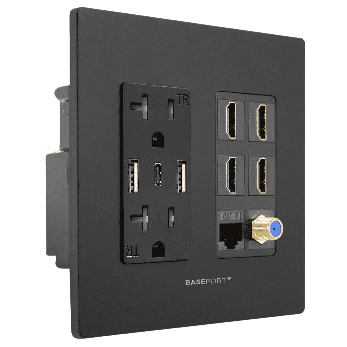 BASEPORT Multi-Plug Media Wall Outlet: USB Ports, HDMI, Ethernet, Coax ...